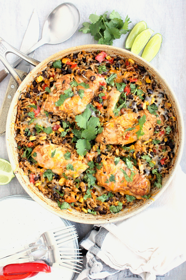 Healthy One Pan Mexican Chicken and Rice Recipe - Monday Sunday Kitchen